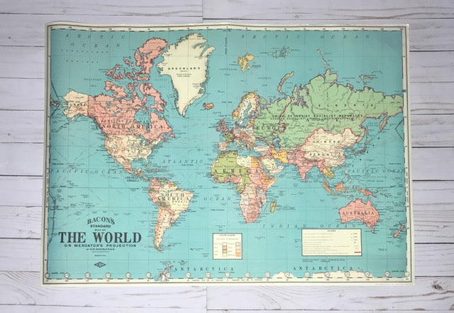 Life begins at the end of your comfort zone - 20x28 Blue World Map ...